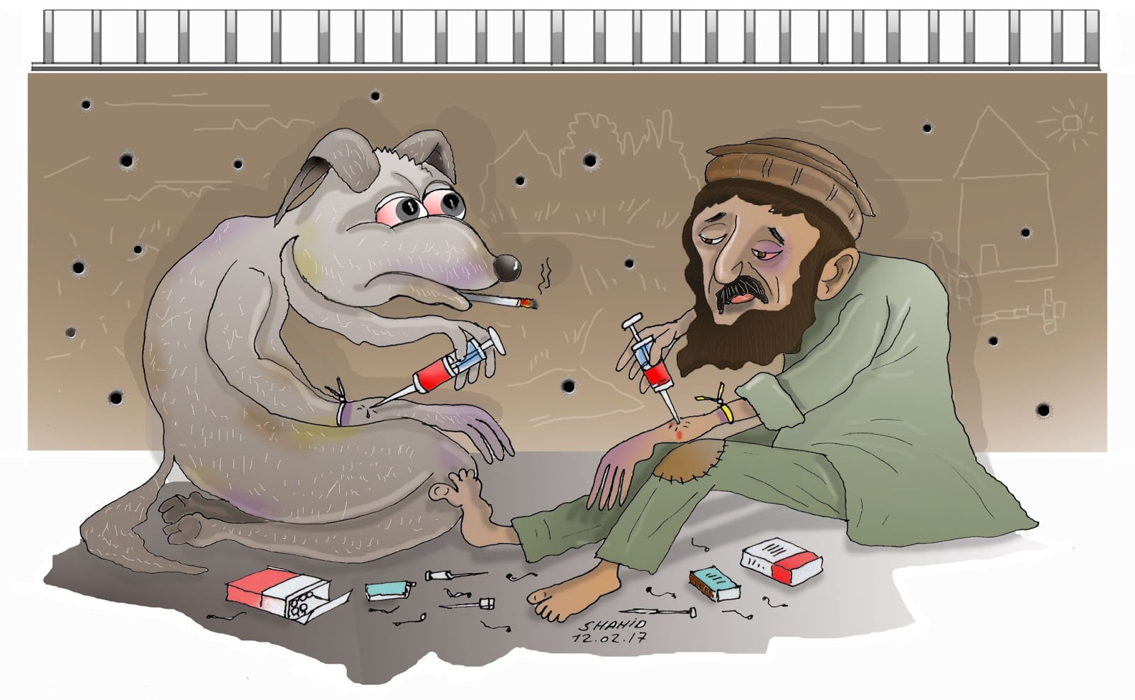 Editorial Cartooning About Drug Addiction