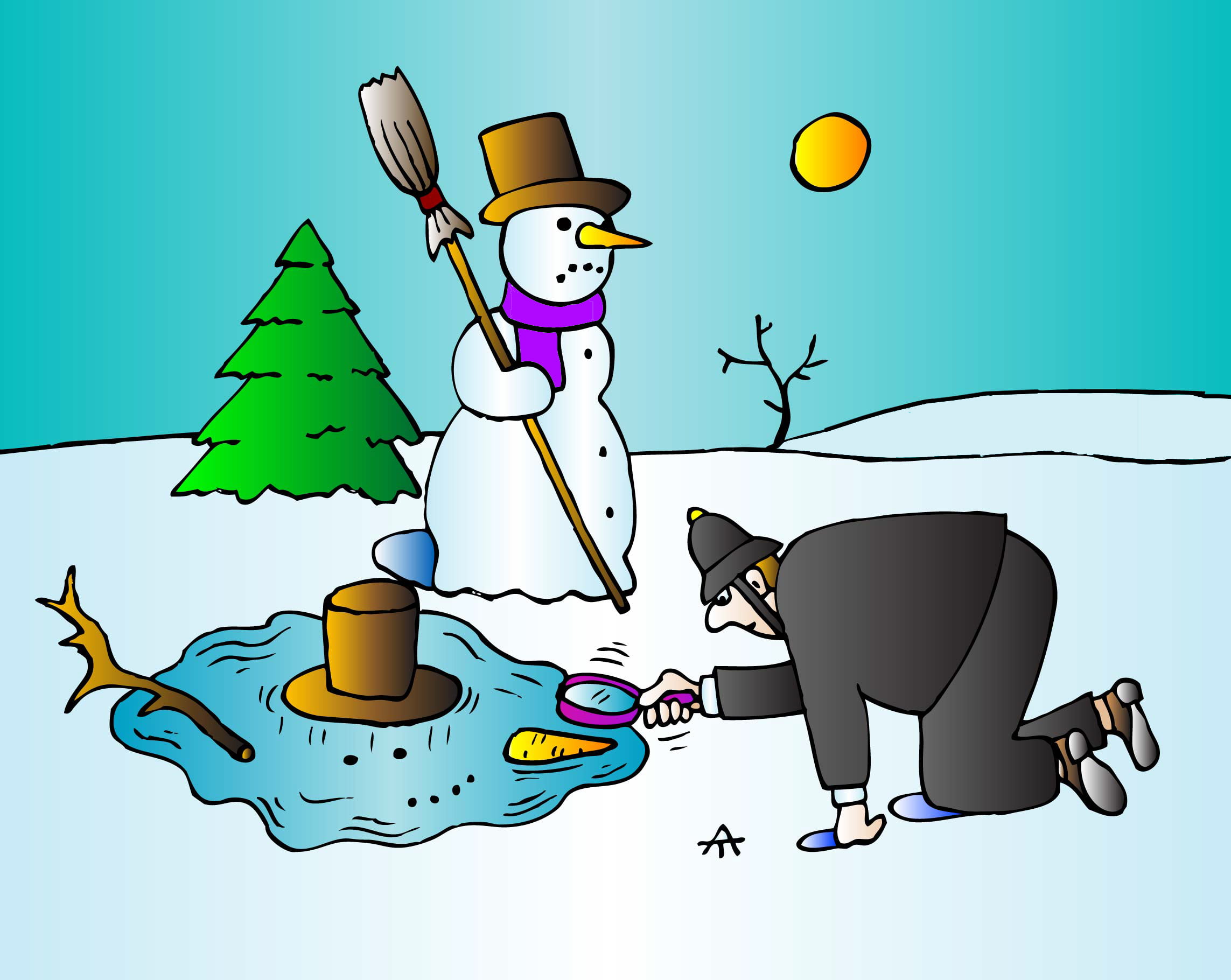 Snowman And Policeman - Toons Mag
