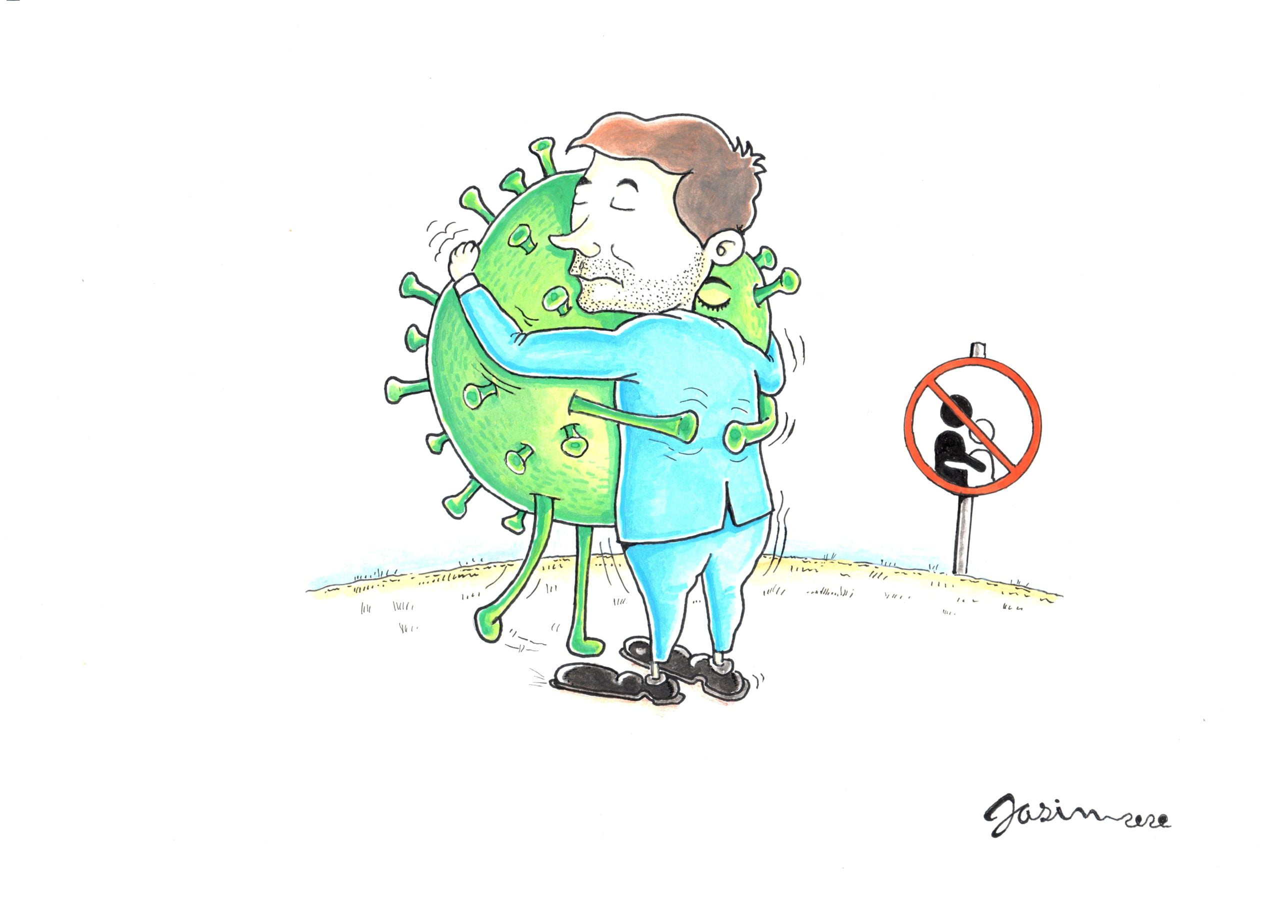 Hug With CoronaVirus - Toons Mag