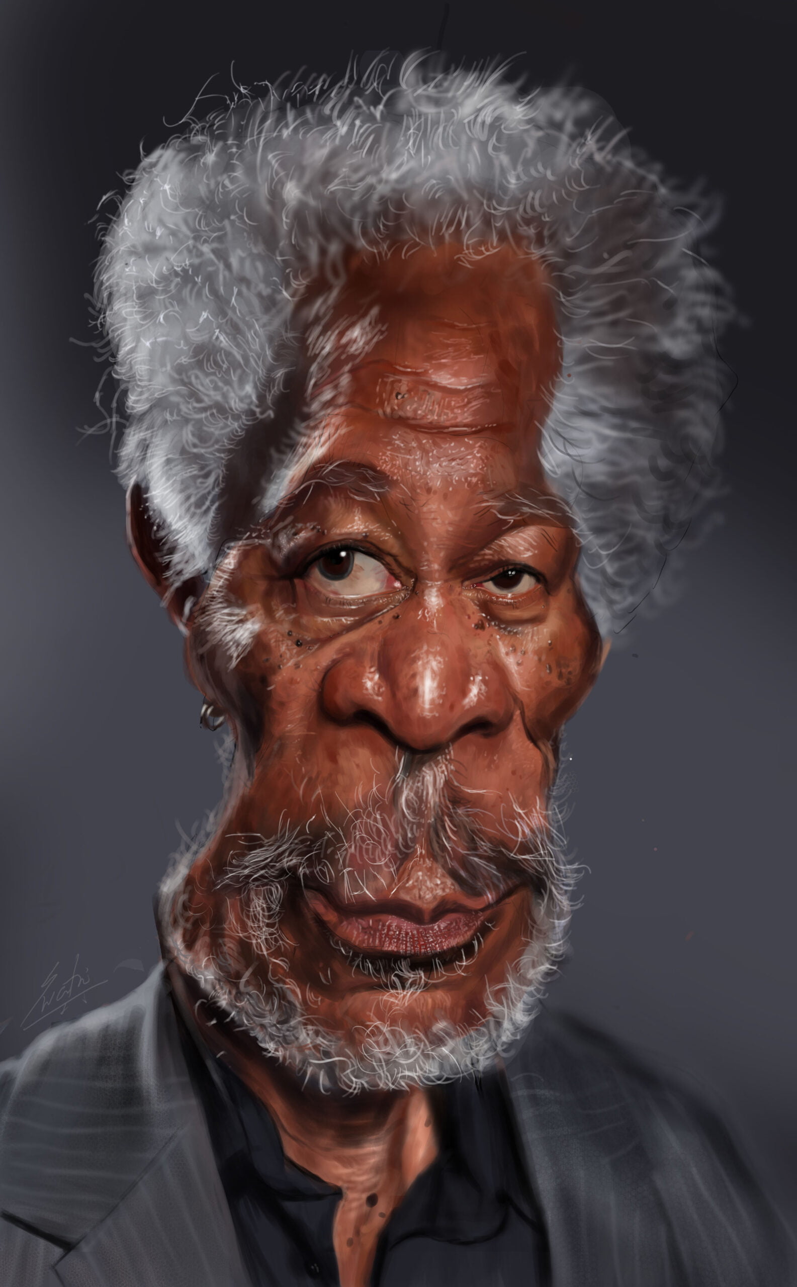 Morgan Freeman Caricature - Toons Mag