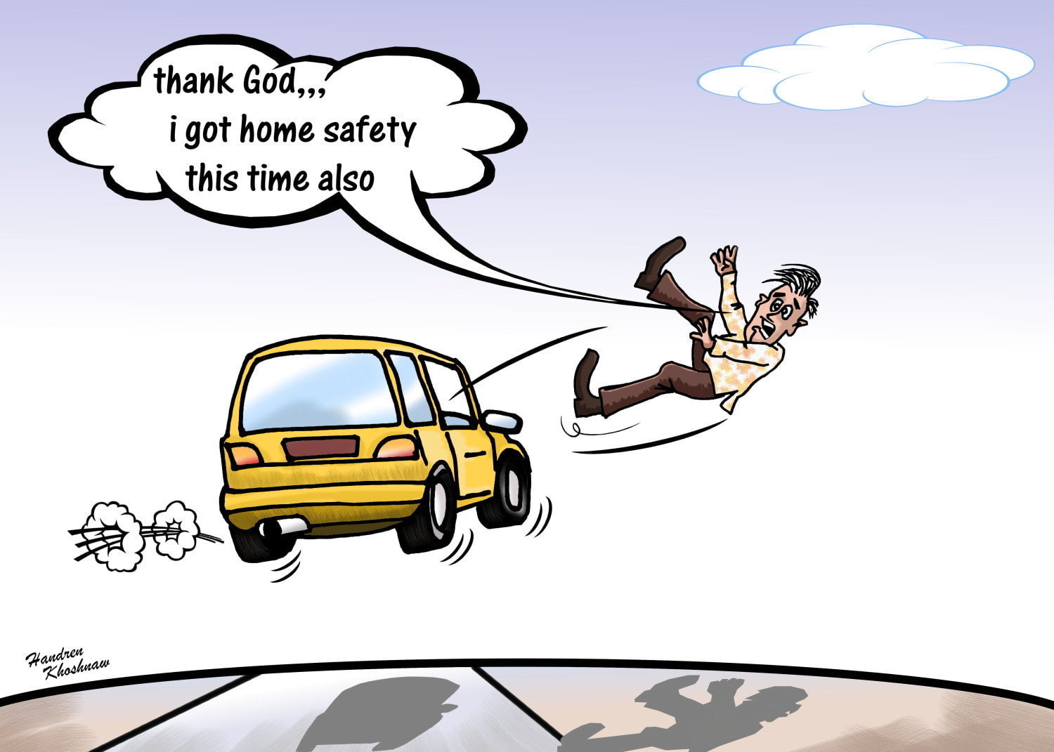 Home Drive Safely Cartoon