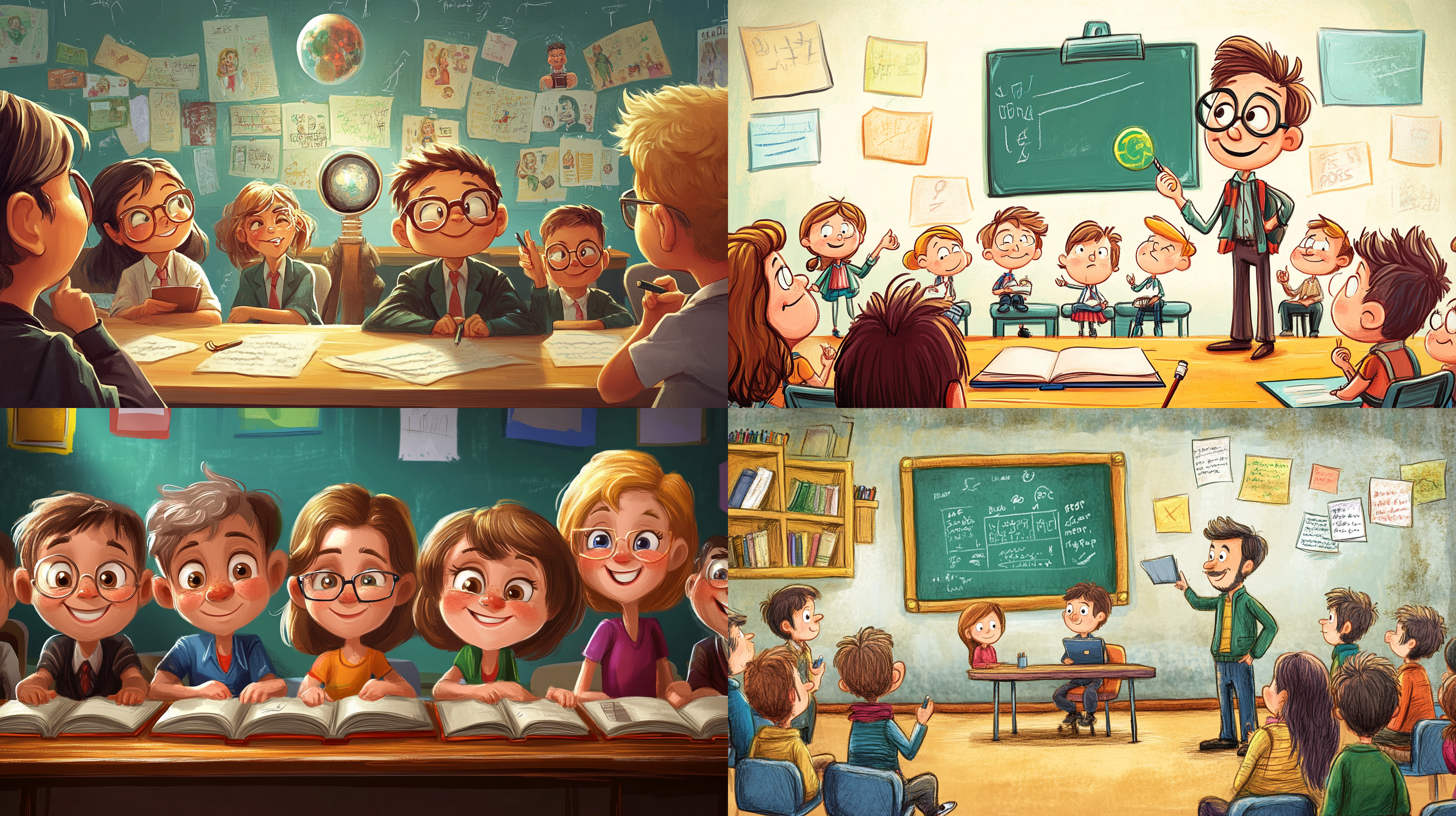 students learning cartoon